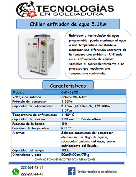 Chiller Enfriador y recirculador de agua de 5.1KW1 - T solda